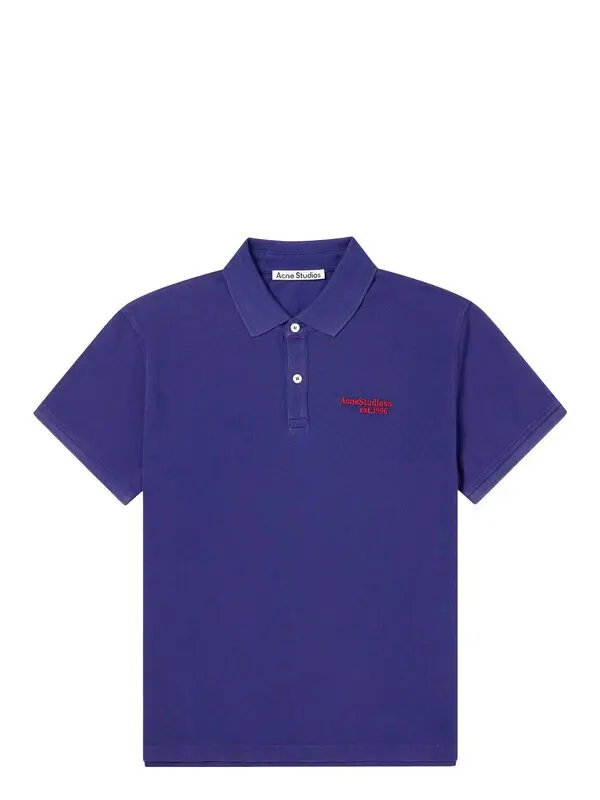 Acne Studios Logo-embroidered Cotton-piqué Polo Shirt - Blue