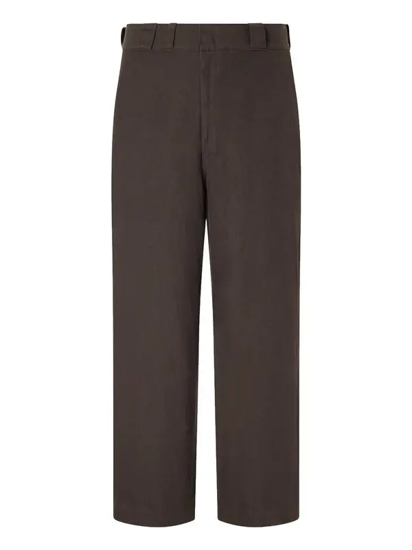A.PRESSE Straight-leg Cotton And Silk-blend Trousers - Brown