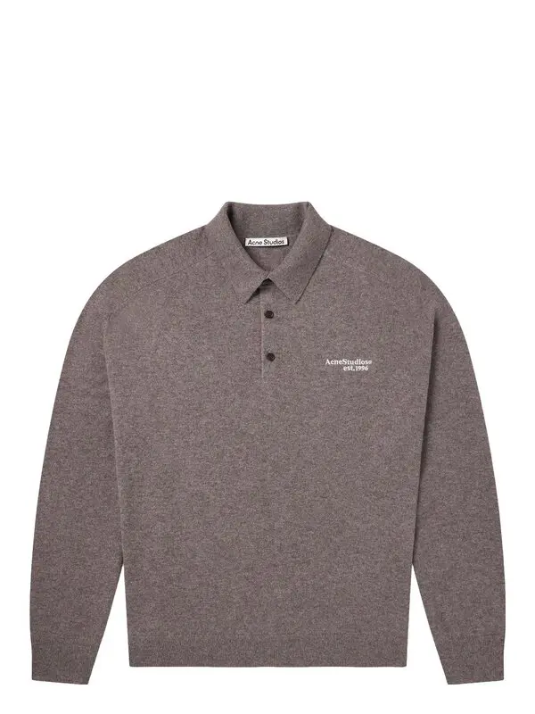Acne Studios Oversized Logo-embroidered Wool And Yak-blend Polo Sweater - Brown