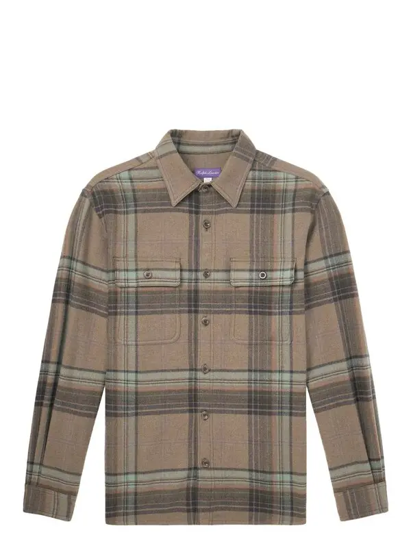 Ralph Lauren Purple Label Checked Wool And Cashmere-blend Flannel Overshirt - Brown