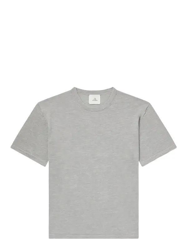 THE ELDER STATESMAN Lenny Ribbed Wool, Silk And Linen-blend T-shirt - Gray