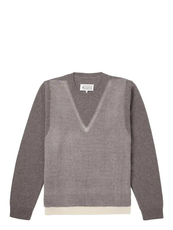 MAISON MARGIELA Fused Brushed Virgin Wool Sweater - Neutrals