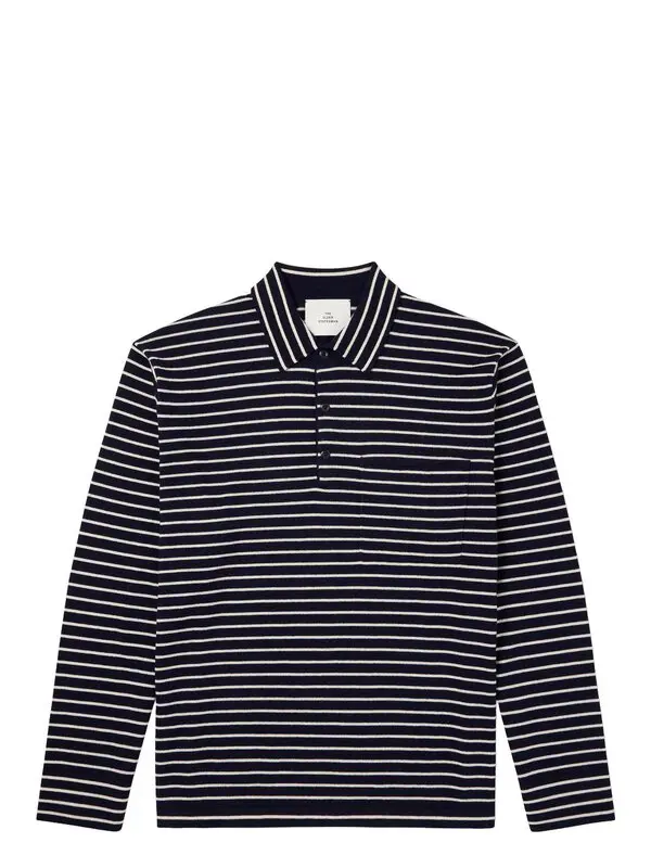 THE ELDER STATESMAN Striped Cashmere Polo Shirt - Blue