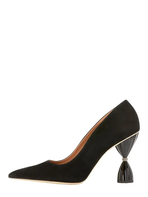 INOLA OJÉN Nina Suede Pump With Sculptural Heel - Black