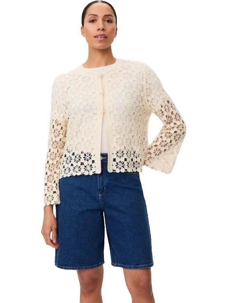 MASAI COPENHAGEN Crochet Floral Cardigan - Fog