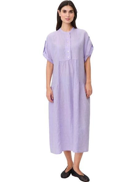 MASAI COPENHAGEN Linen Mandarin Collar Dress - Lavender