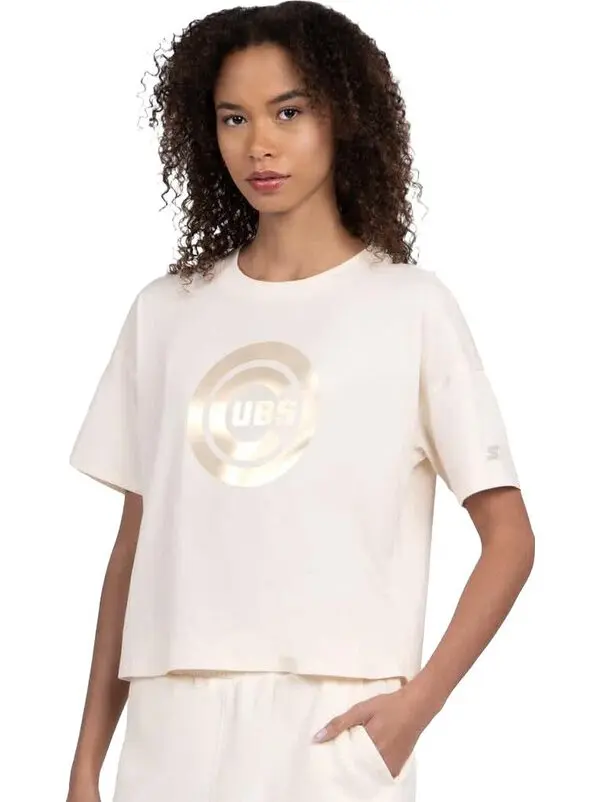 STARTER Chicago Cubs Pastels Boxy Cropped T-shirt - Cream
