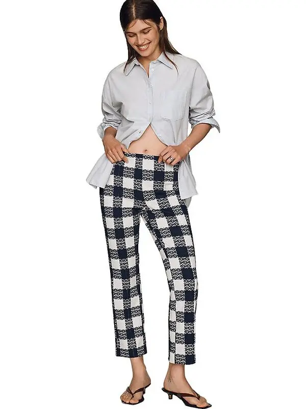 Maeve Poppy Check Straight-leg Trousers - Blue Plaid