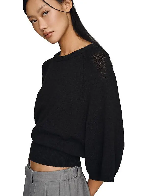Sanctuary Relaxed Fit Knit Top With Half Sleeves - Black