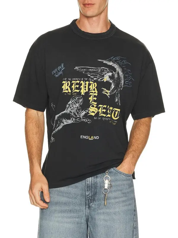 REPRESENT Enemy Tee In Black - Washed Black