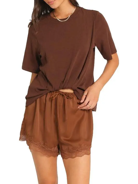 PETAL & PUP Landon Cotton Blend Knit T-shirt - Chocolate
