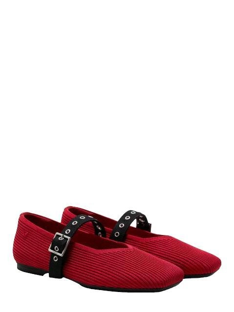 Vivaia Margot Mary Jane 3.0 Ballet Flats - Ruby Red/black