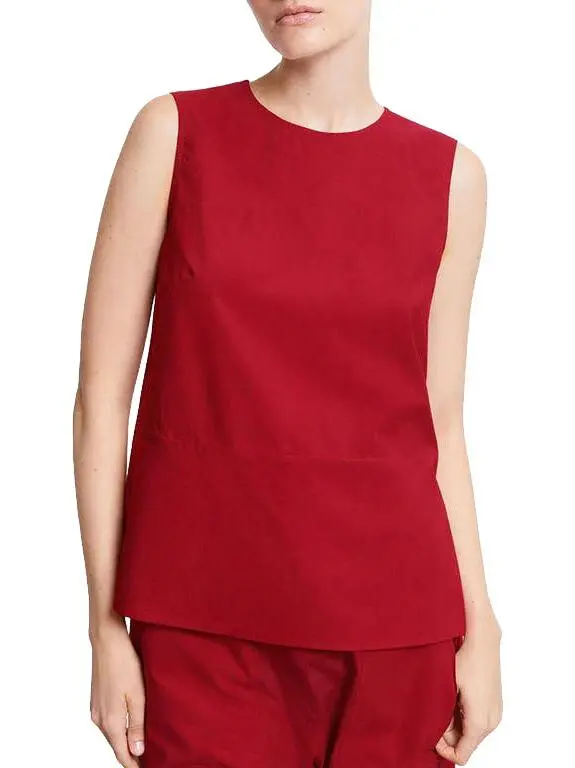 OTTOD'AME Sleeveless Crewneck Poplin Top - Red