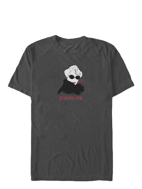 THE DEVIL WEARS PRADA Miranda Priestly Judging You Red Logo Short Sleeve Graphic T-shirt - Charcoal
