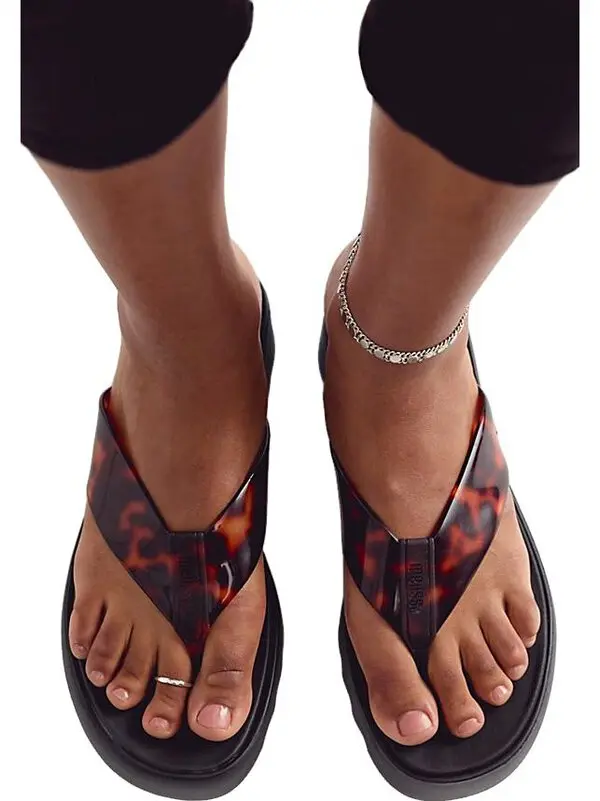 Melissa Jelly Platform Thong Sandals - Black/tortoise