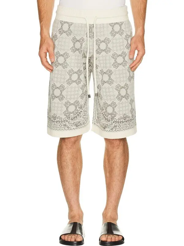 Amiri Ma Quad Check Mesh Knit Short In Light Grey - Alabaster