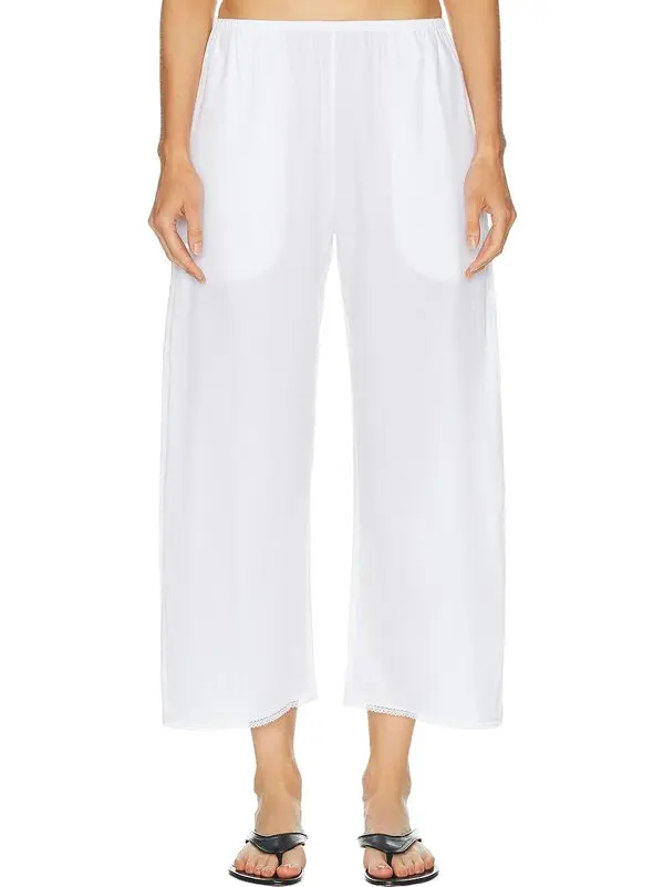 LESET Yoko Lace Crop Pant - White