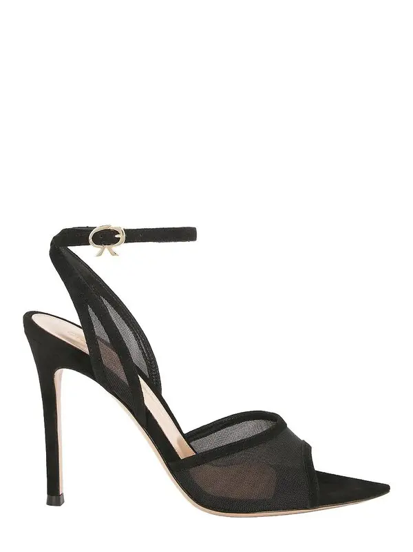 GIANVITO ROSSI Dorotea Suede And Organza Stiletto Sandals - Black