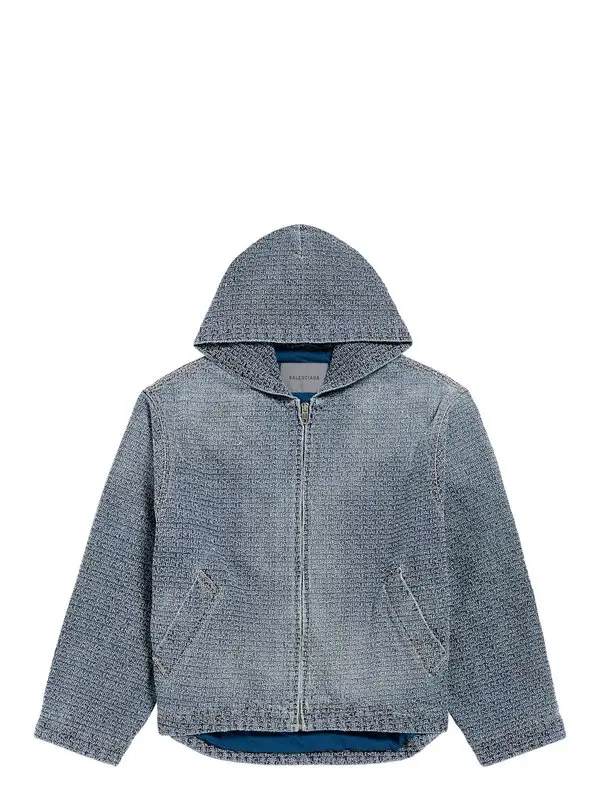 Balenciaga Logo Embroidered Denim Jacket - Blue