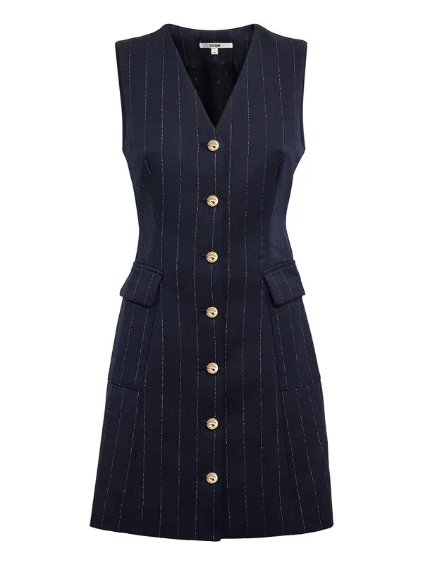 Maje Striped Waistcoat Mini Dress - Blue