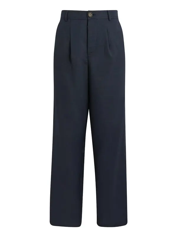 Oliver Peoples Oxford Pleated Wide Leg Trousers - Navy