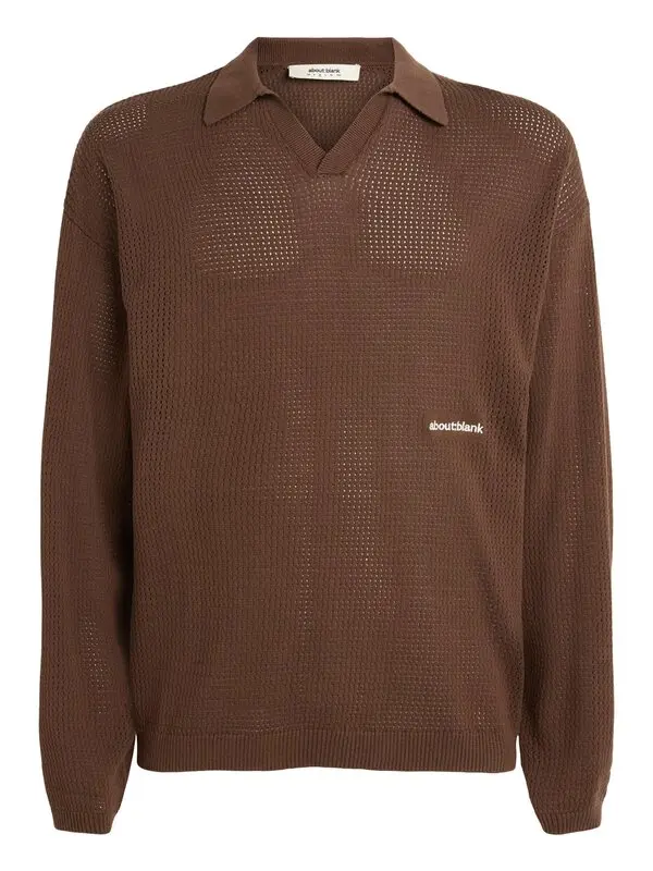ABOUT:BLANK Knitted Long-sleeve Polo Shirt - Brown