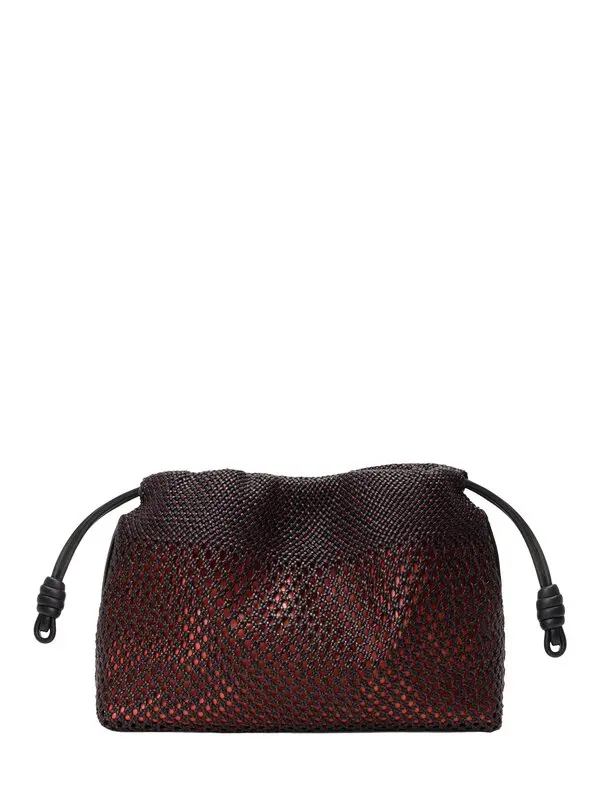 Loewe Medium Woven Leather Flamenco Clutch Bag - Black