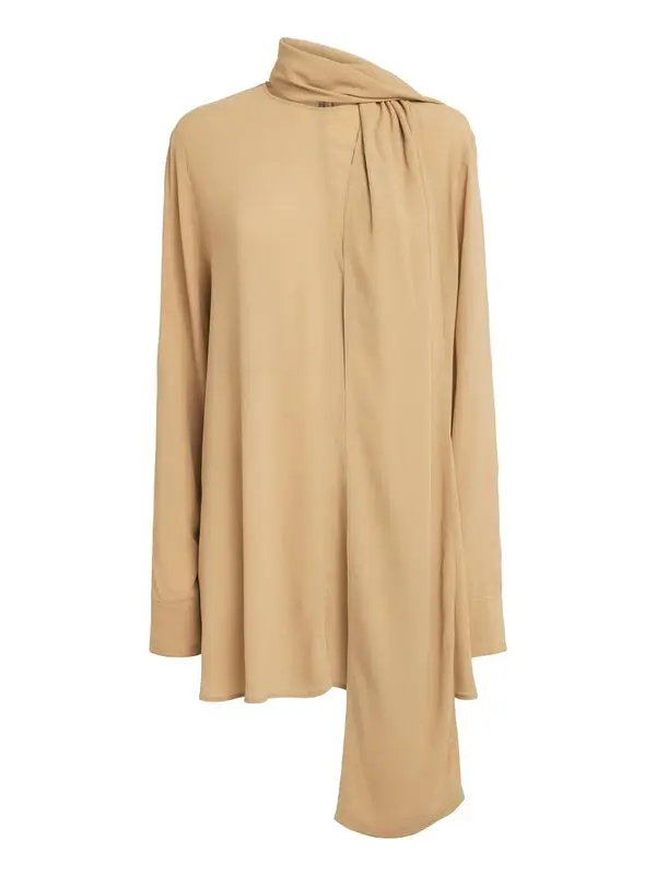 TOTEME Draped Scarf Blouse - Beige