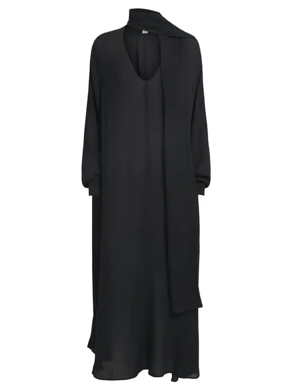 TOTEME Scoop Neck Scarf Maxi Dress - Black