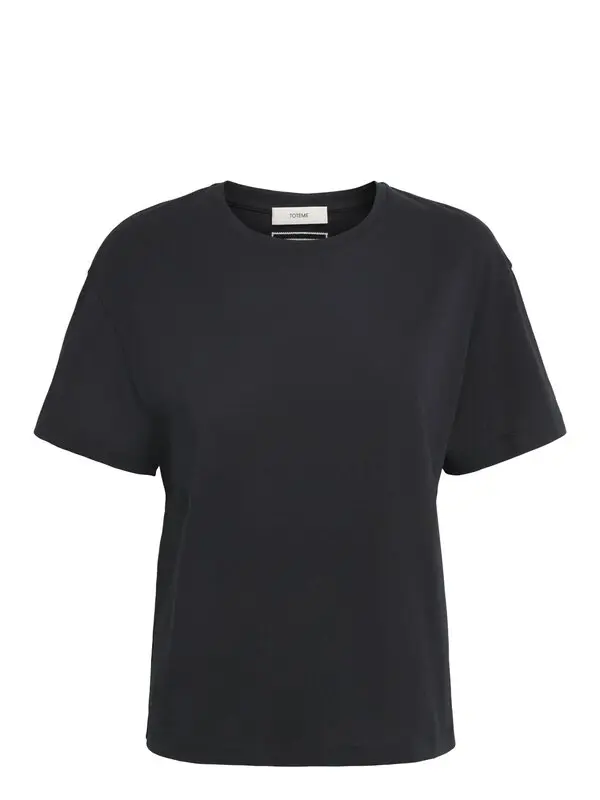 TOTEME Classic T-shirt With Embroidered Logo - Black