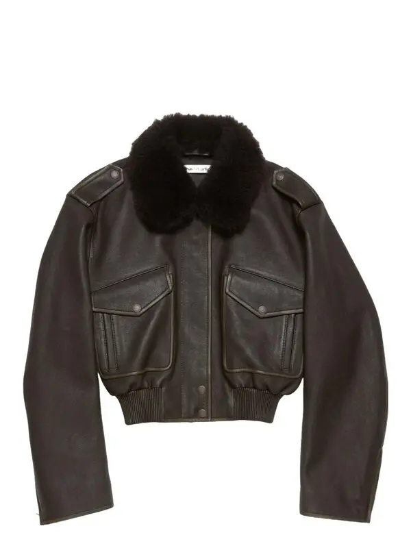 Acne Studios Leather Bomber Jacket - Black