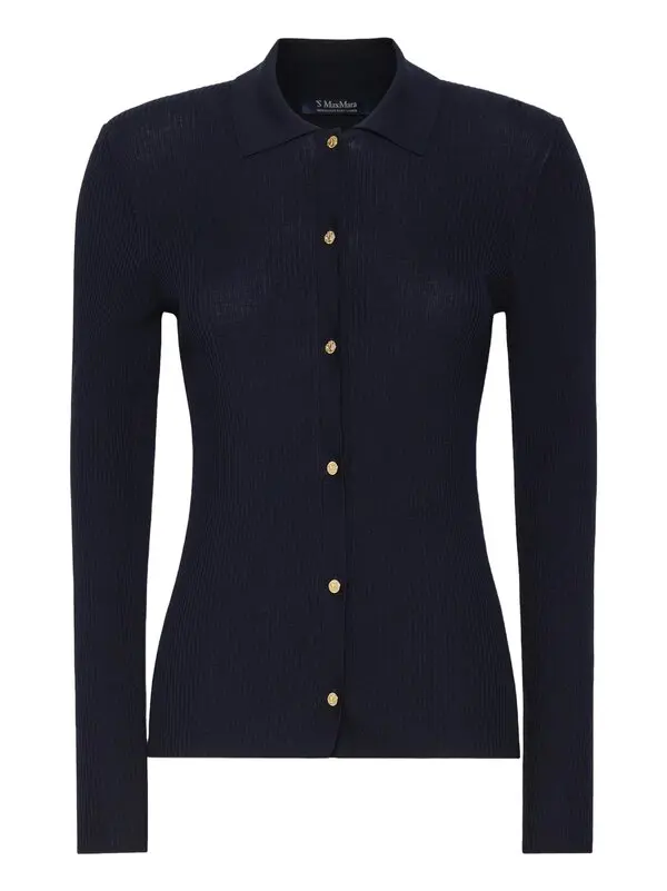 Max Mara Collared Long-sleeved Knit Sweater - Black