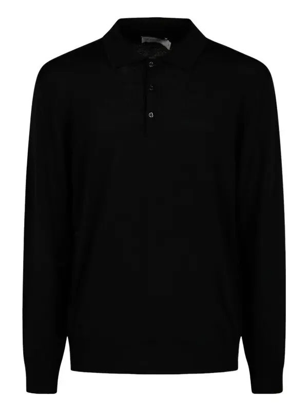 Canali Long Sleeve Polo Shirt - Black