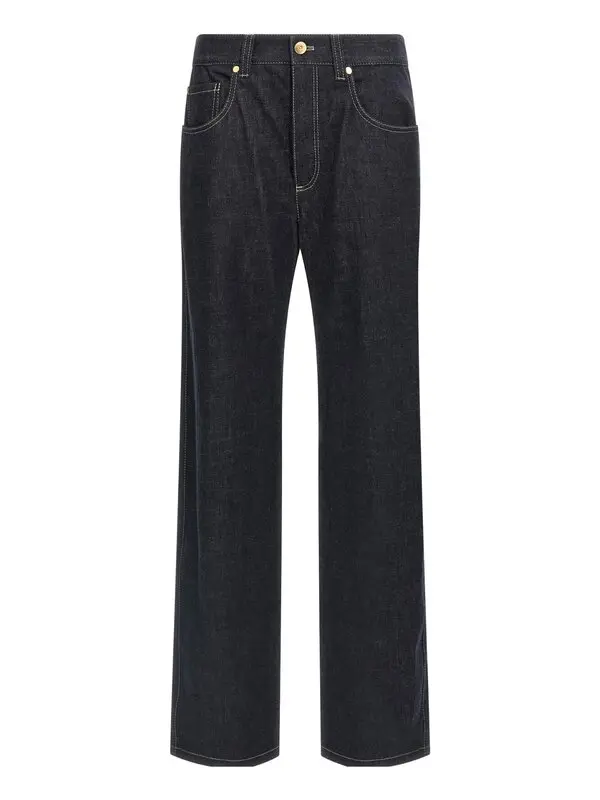 Brunello Cucinelli Monile Detailed Straight-leg Jeans - Black