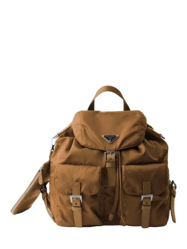 Prada Medium Re-nylon Backpack With Saffiano Leather Details - Brown