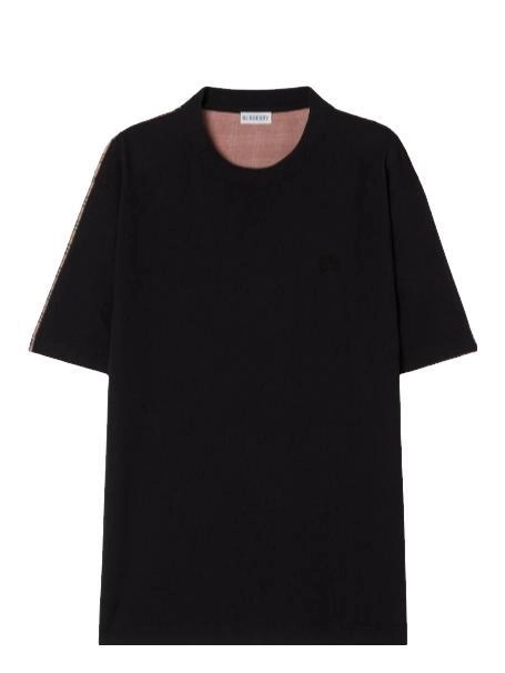 Burberry Check Cotton T-shirt - Black