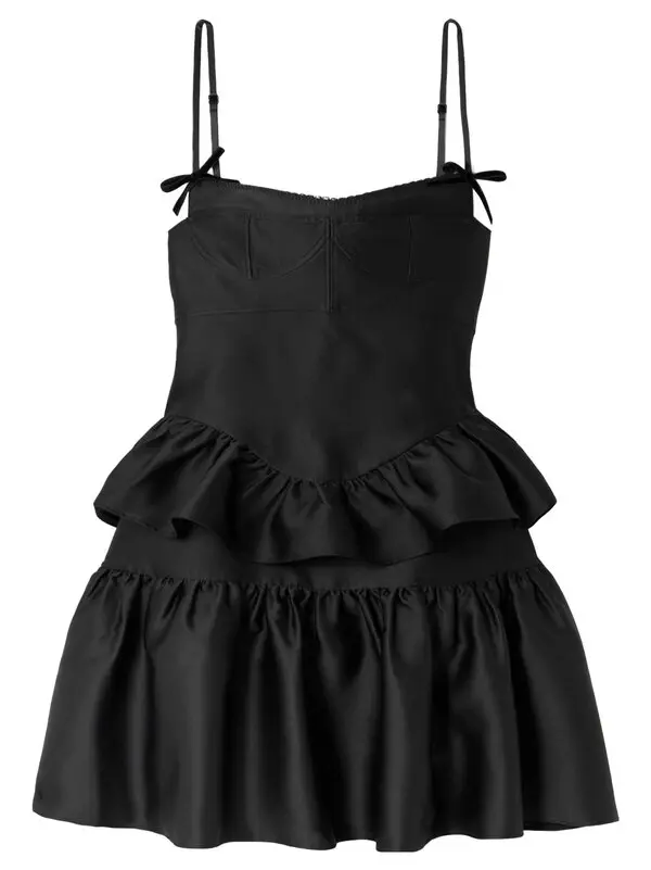 SHUSHU/TONG Ruffled Bow Mini Dress - Black