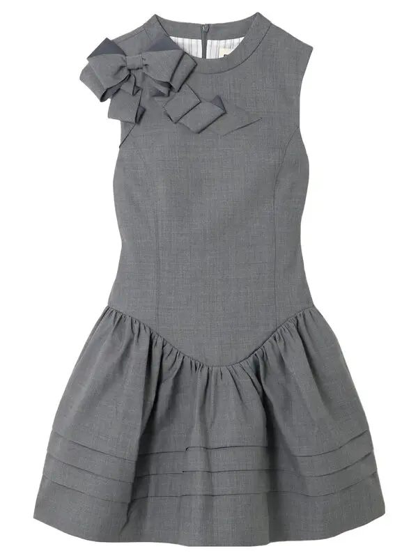 SHUSHU/TONG Bow-decorated Sleeveless Dress - Gray