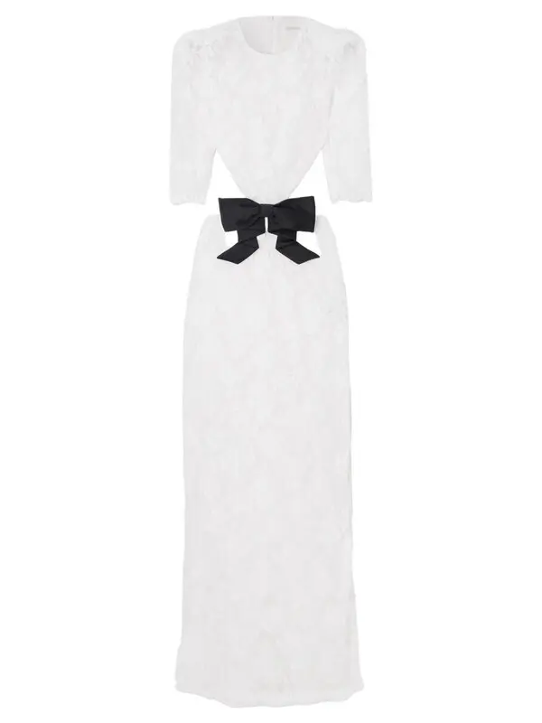 SHUSHU/TONG Lace Dress With Bow And Cutout Detail - White