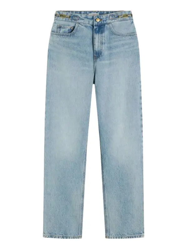 Tommy Hilfiger Logo Plaque Chain-link Tapered Leg Jeans - Cam Light