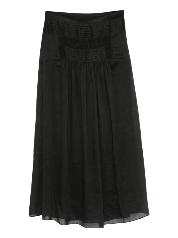 Isabel Marant Étoile Pleated Embroidered Flared Skirt - Black