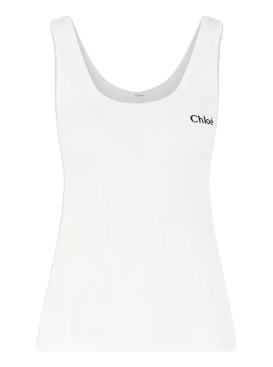 Chloé Round Neck Sleeveless Vest - White