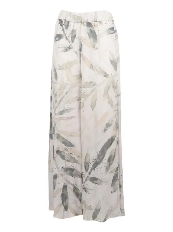 Peserico Leaf-print Palazzo Pants - Green