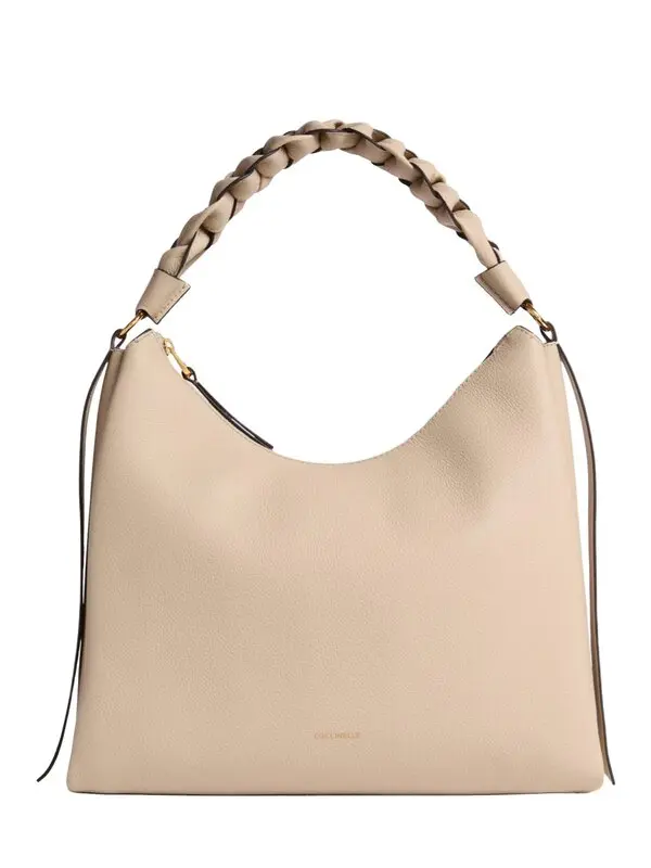COCCINELLE Medium Shoulder Bag With Woven Handles - Sand Shellfish/seaweed