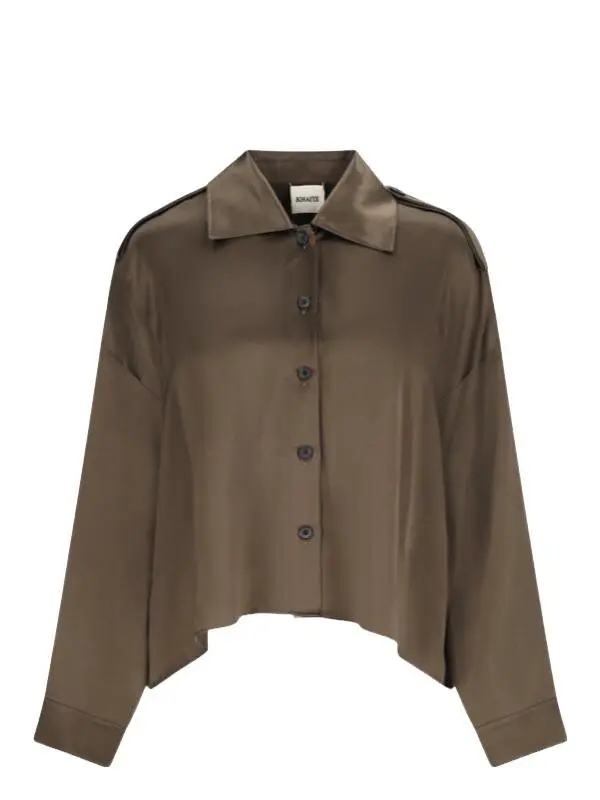 Khaite Long-sleeved Shirt With Lapel Collar - Brown