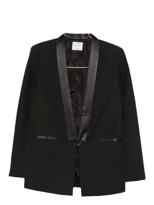 FORTE_FORTE Satin-trim Shawl-lapel Blazer - Black