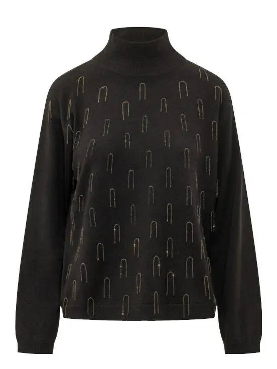 Fabiana Filippi Embellished Mock Neck Knitted Jumper - Black