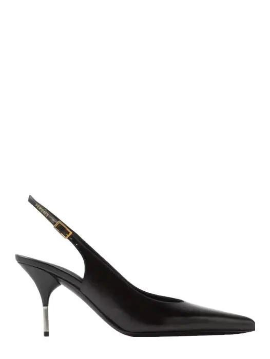 Versace Pointed Toe Stiletto Slingback Pumps - Black