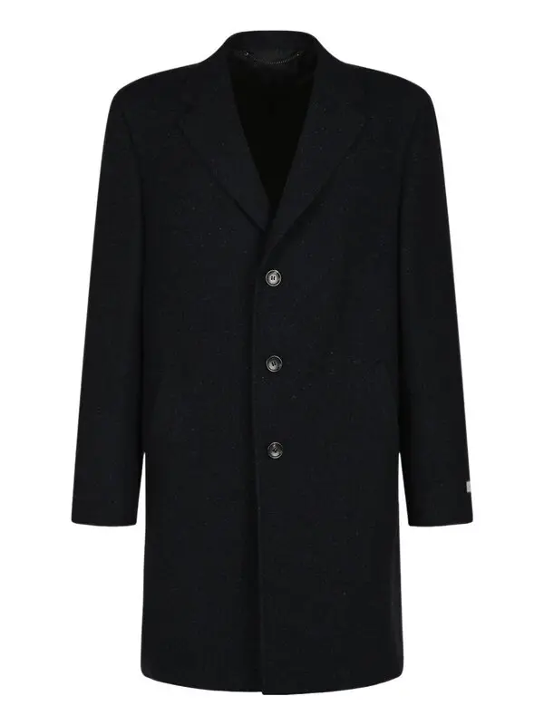 Canali Long-sleeved Collared Coat - Black