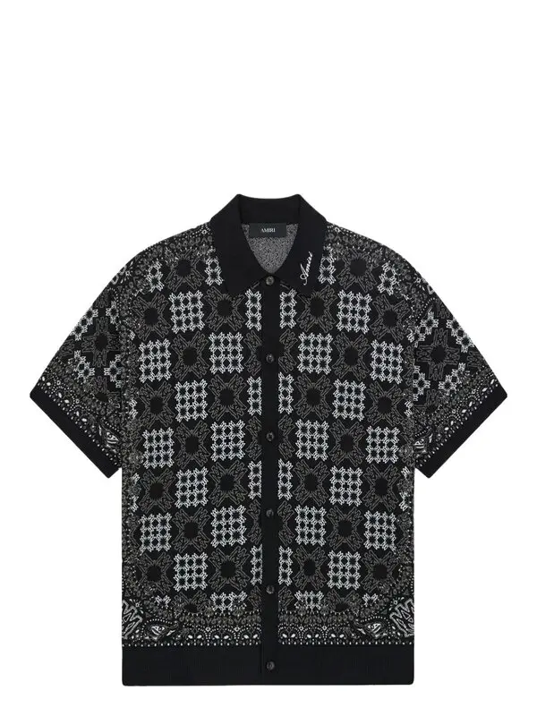 Amiri Ma Quad Checker Crochet Shirt - Black